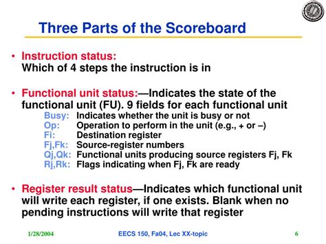 Ppt Eecs Graduate Computer Architecture Lec Scoreboard