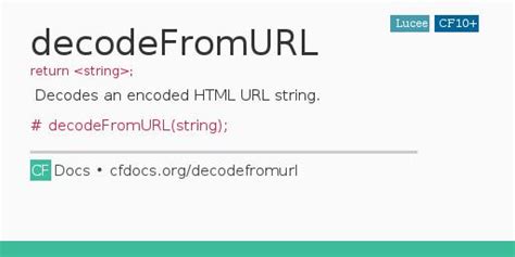 decodefromurl code examples and cfml documentation