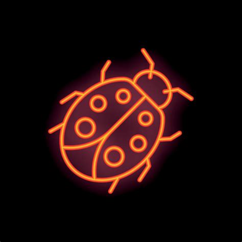 Bright Neon Ladybug Crawling On Black Background 52852468 Vector Art At