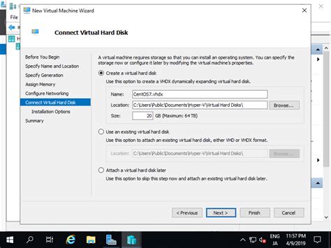 Windows Server Hyper V Create Virtual Machine Linux Server