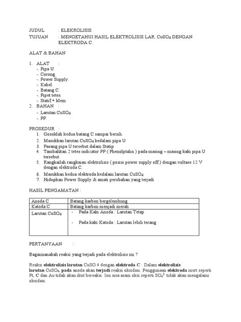 Cuso4 Dengan Elektroda C Pdf
