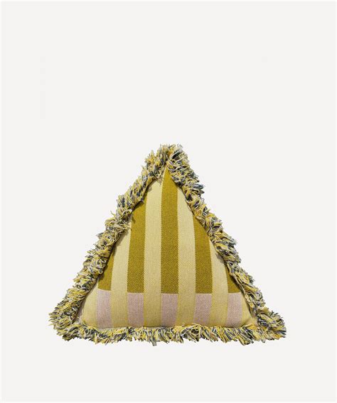 Yellow Stripey Triangle Cushion Glassette