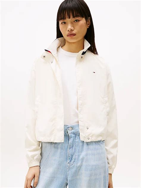 Logo Collar Water Repellent Jacket White Tommy Hilfiger