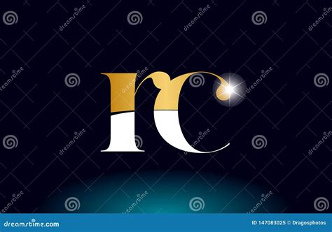Gold Golden Alphabet Letter Rc R C Logo Combination Company Icon Design