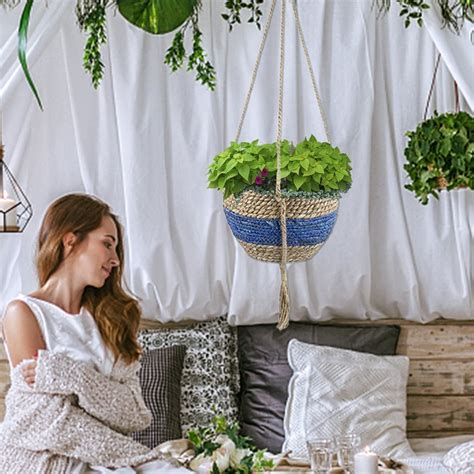 Висяща кошница за саксии Външна плетена кошница Висяща саксия за цветя Grace Home Decor Макраме