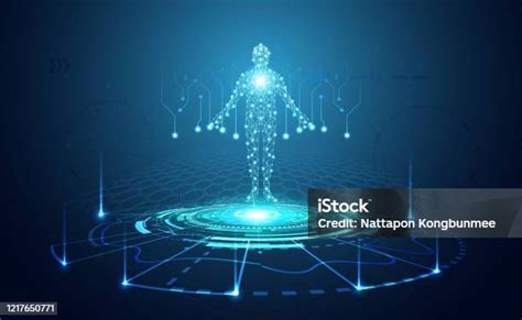 하이테크 배경에 디지털 인체 디지털 Ai 미래 디자인의 추상 기술 미래 개념 0명에 대한 스톡 벡터 아트 및 기타 이미지 0