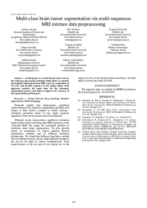 pdf multi class brain tumor segmentation via multi sequences mri