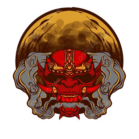 Máscara De Oni Rojo Ahumado 3 PNG Oni Máscara Ilustración PNG y PSD