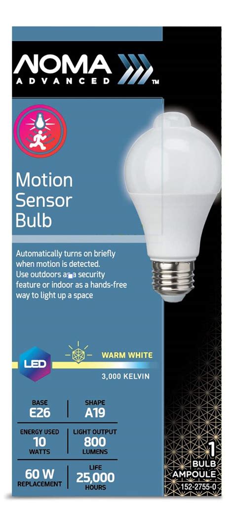 Noma A19 E26 Base Non Dimmable Motion Sensor Light Bulb Warm White