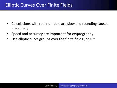 Ppt Com5336 Cryptography Lecture 10 Elliptic Curve Cryptography Powerpoint Presentation Id