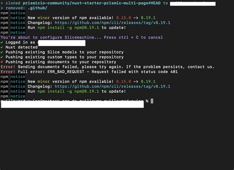 Slice Machine Initialisation Error For Prismic And Nuxtjs Start With Multi Page Starter
