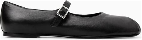 Cos Pleated Leather Mary Jane Ballet Flats Shopstyle