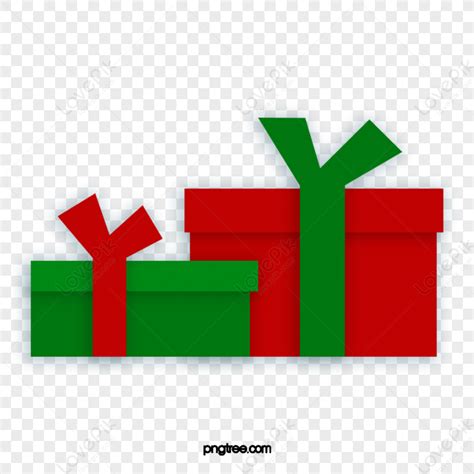 크리스마스 일러스트 선물을 가진 빨간 녹색 나비 상자초록포장 상자 Png 일러스트 무료 다운로드 Lovepik