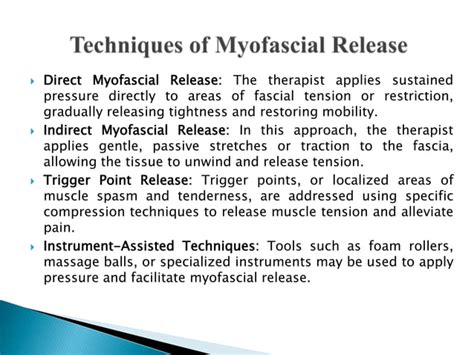 Myofascial Release Therapy And Techniques Pptx