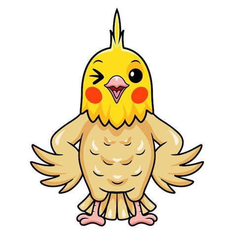 Premium Vector Cute Lutino Cockatiel Bird Cartoon