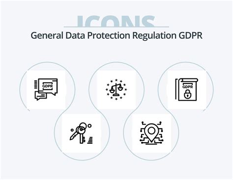 Gdpr Line Icon Pack 5 Icon Design Rules Gdpr Data Security Chat Gdpr 19215879 Vector Art At