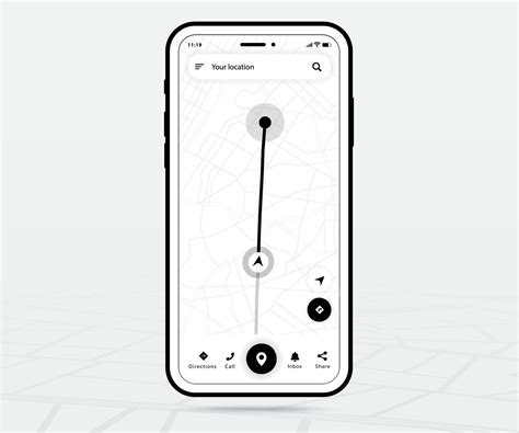 Map GPS Navigation Ux Ui Outline Smartphone Map Application And Destination Pinpoint On Screen