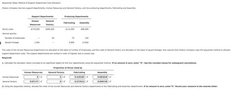 solved sequential step method of support department cost