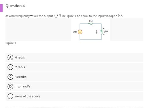Solved Question At What Frequency Will The Output V T Chegg