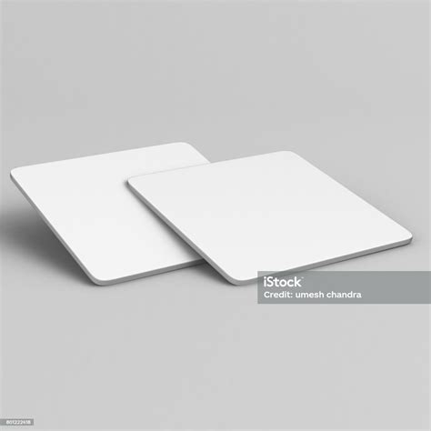 격리 된 배경 3d 그림에 둥근된 모서리와 빈 화이트 사각 코스터 당신의 디자인 프레 젠 테이 션에 대 한 준비를 조롱 하며 0