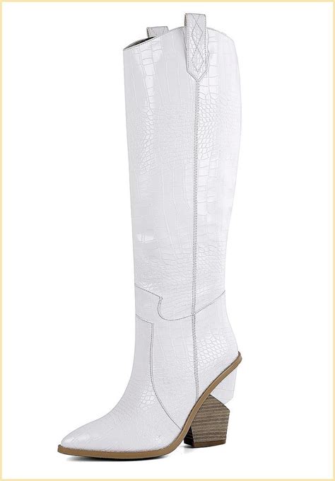 Sophitina Women S Knee High Western White Boots