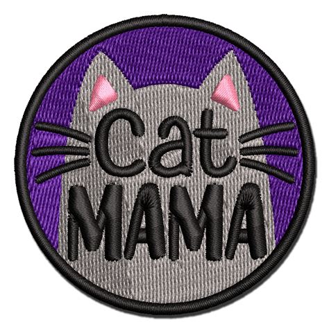 Cat Mama Mom Applique Multi Color Embroidered Hook And Loop Patch 2 0 Inch Mini