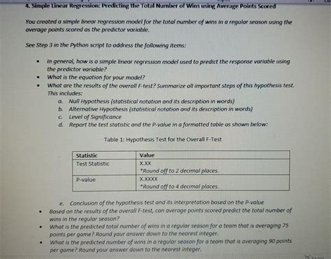 Solved 4 Simple Linear Regression Predicting The Total