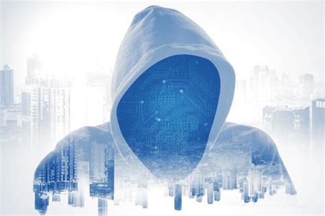Premium Photo Hooded Hacker In Modern Cityscape Background