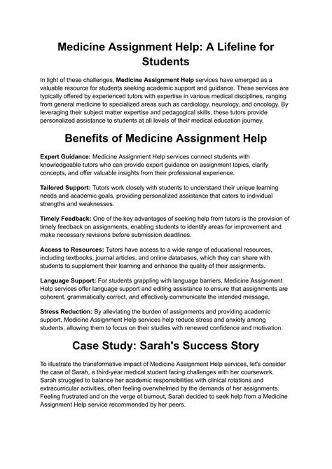 Medicine Assignment Help Pdf