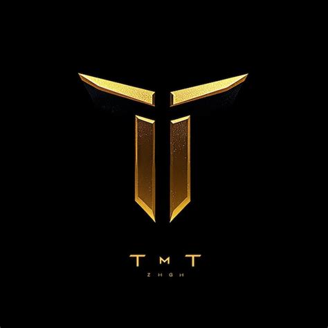 Gold Metal Letter T With Black Background Icon Design For Luxury