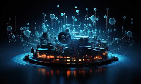 Premium Photo Abstract Quantum Communication Concept On Blue