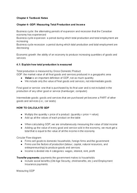 Chapter 4 Textbook Notes Chapter 4 Textbook Notes Chapter 4 Gdp