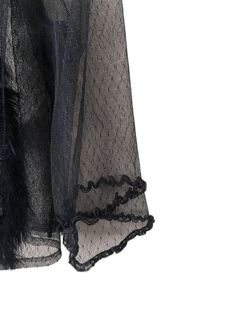 Victorias Secret Sheer Mesh Cardigan With Feather Boa Gem