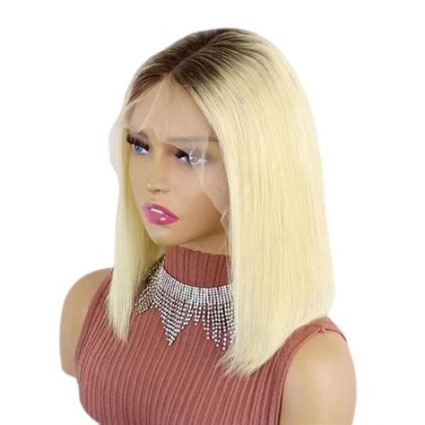 Money Piece Short Bob Wigs Human Hair 13x4 Lace Front Glueless Straigh