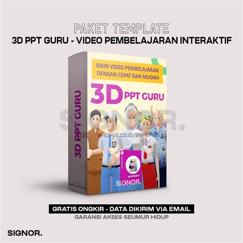 Jual [t8054] Template Ppt 3d Invideo Pembelajaran Interaktif Guru Dan