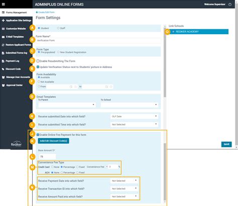 Add New Form Settings For Adminplus Online Forms Rediker Software