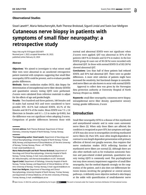 Pdf Cutaneous Nerve Biopsy In Patients With Symptoms Of Small Fiber