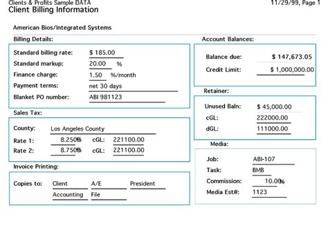 Clients Profits X User Guide Client Billing Info