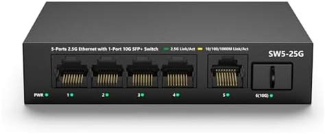 Amazon Com 5 Port 2 5GB Ethernet Switch Unmanaged Network Switch 5 X 2 5 Gigabit 1 X 10G