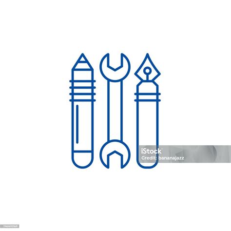 Concept Dicône De Ligne Doutils Daffaires Outils Daffaires Vecteur Plat