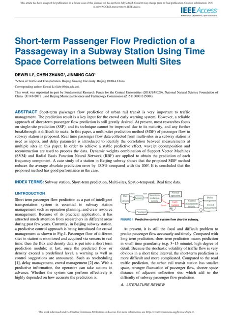 Pdf Short Term Passenger Flow Prediction Of A Passageway In A Subway