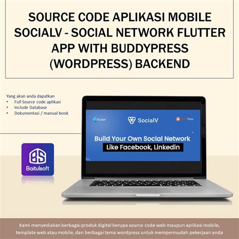 jual source code aplikasi mobile socialv social network flutter app with buddypress wordpress
