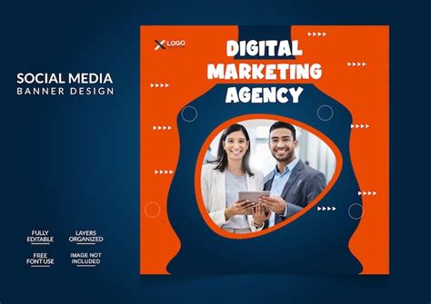 크리에이티브 마케팅 대행사 및 기업 소셜 미디어 포스트 템플릿 프리미엄 벡터