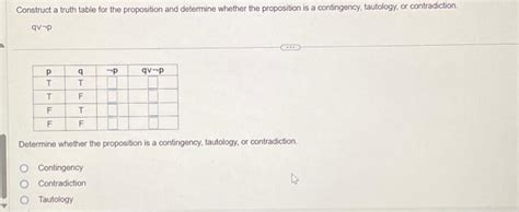 [solved] construct a truth table for the proposition and de