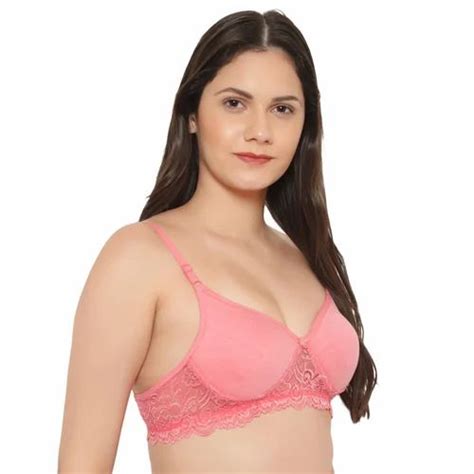 Women Pink Full Coverage Lightly Padded Lace Bra At Rs 95piece