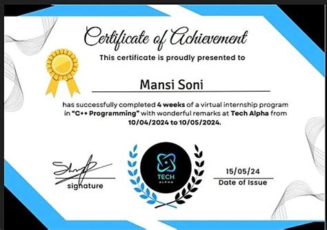 mansi soni on linkedin i have completed the 4 weeks c internship