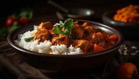 Free Photo Gourmet Meal Of Steamed Basmati Rice And Curry Generated By Ai