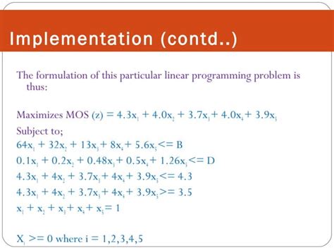 Linear Programming Case Study Maximizing Audio Quality Ppt