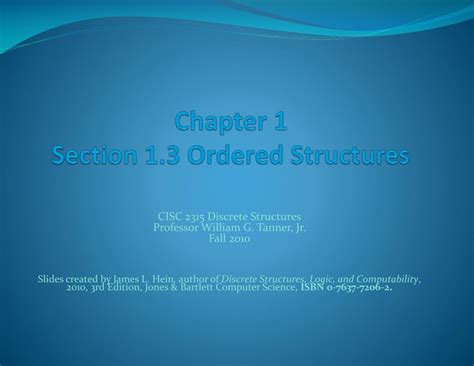PPT Slides For CISC 2315 Discrete Structures Chapter 1 PowerPoint
