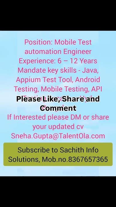 Hiring Mobile Test Automation Engineer Mobiletesting Automationtesting Testingjobs Youtube
